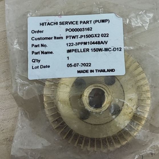 Jual SPARE PART HITACHI IMPELLER HITACHI WTP 150 GX IMPELLER HITACHI WMP 150 GX IMPELLER HITACHI ...