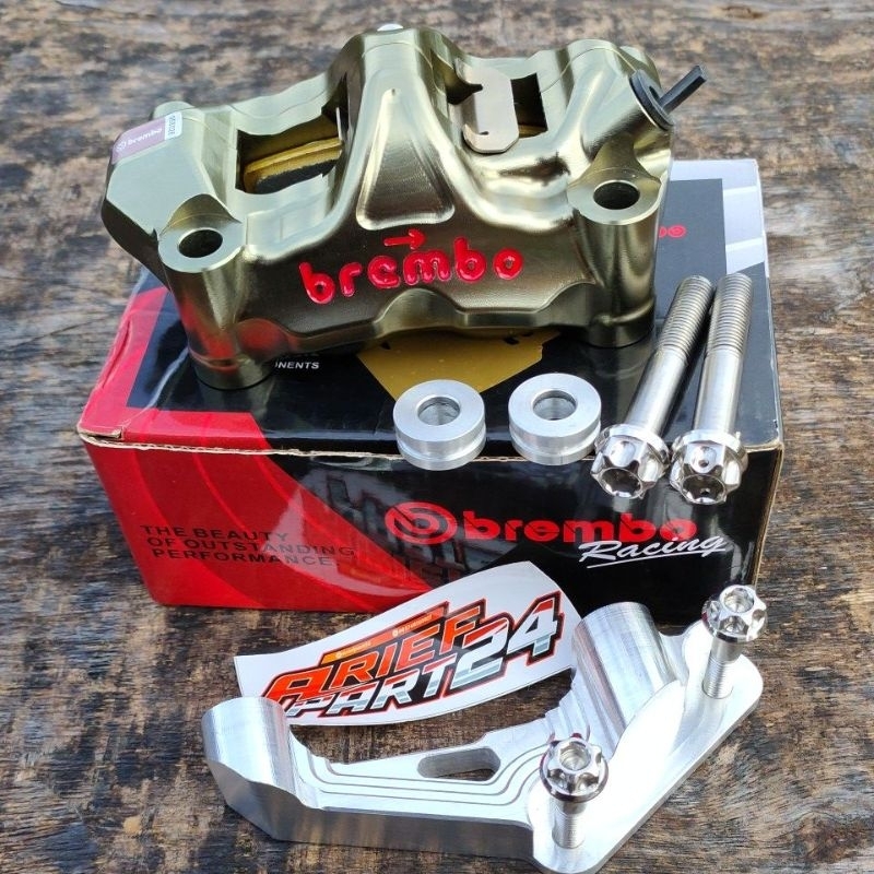 Jual kaliper Brembo gp4 set breket pith 100 kaliper Brembo import gp4 type CNC dudukan kaliper ...