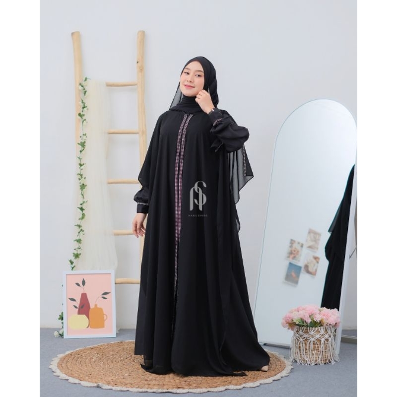 Jual ABAYA HITAM GAMIS ABAYA PERMATA OUTER CERUTY PREMIUM ORIGINAL BY ...