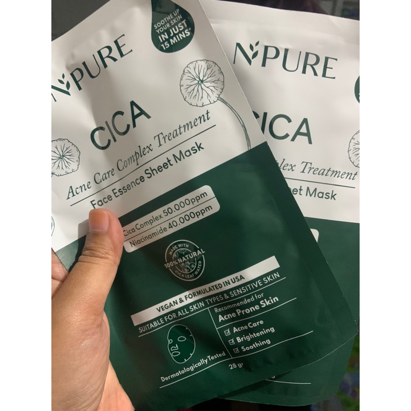 Jual NPURE CICA ACNE CARE COMPLEX TREATMENT FACE ESSENCE SHEET MASK ...