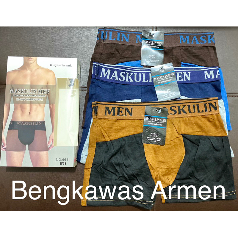 Jual [3 PCS] MASKULIN MEN 6611 - Celana Dalam Pria BOXER Merek Maskulin ...