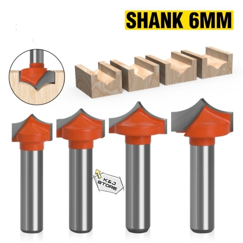 Jual Mata Profil Kayu SHANK 6MM CNC Engraving V Groove Trimmer Router ...