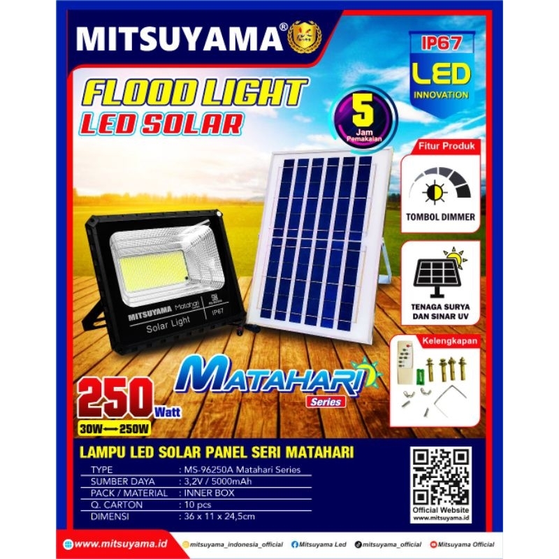 Jual Lampu sorot sollar cell kap sorot tenaga matahari 250watt mitsuyama | Shopee Indonesia
