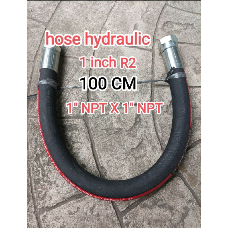 Jual selang hydrolik / hose hydraulic 1 inch R2 kawat 100 cm 1" NPT X 1 ...