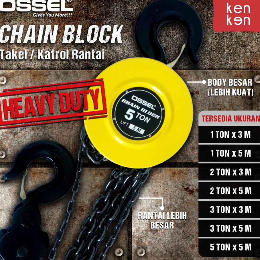 Jual OSSEL Takel 1 ton x 5 meter Chain Block 1 ton x 5 meter Katrol ...