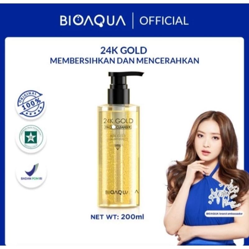 Jual BIOAQUA 24K Gold Facial Cleanser Sabun Cuci Muka Wanita 200ml ...