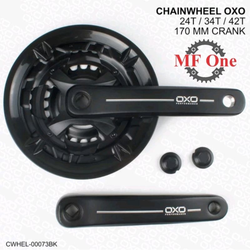 Jual Crank Oxo CW49 Triple 42-34-24T Arm 170 Alloy 3 Speed dengan Cover Piringan Gir Tengah ...