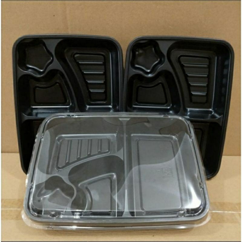 Jual Lunch box Mika Sekat Mika Bento 4sekat Mika Hitam isi 10pcs ...