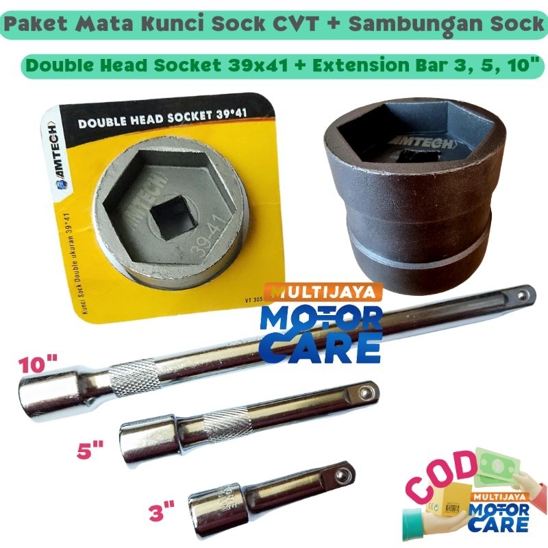 Jual AMTECH Double Head Socket 39 x 41 Mata Sok Blok CVT 39x41 mm / Kunci Shock Sock CVT 1/2 ...