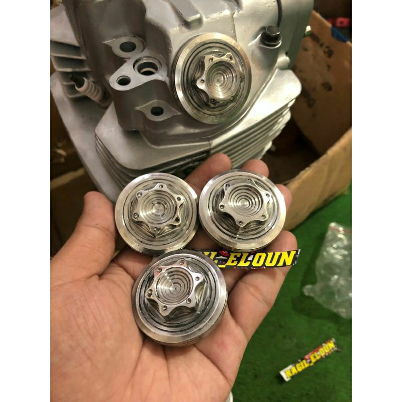 Jual tutup klep stenlis tutup tap oli bahan stainless 3pcs cb gl mp ...