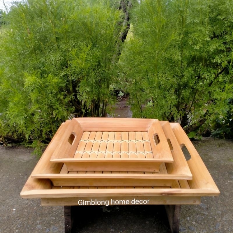 Jual Nampan Bambu persegi | Wooden Tray | Baki Bambu | Baki Jepang ...