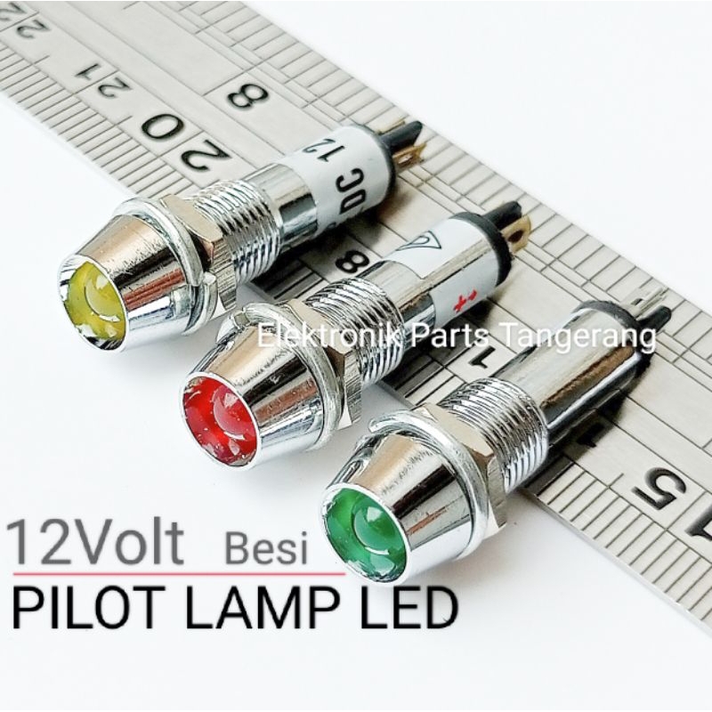 Jual (1Buah) PILOT LAMP LED 12V BESI DRAT 8mm PILOT LAMP 12V LED BESI ...