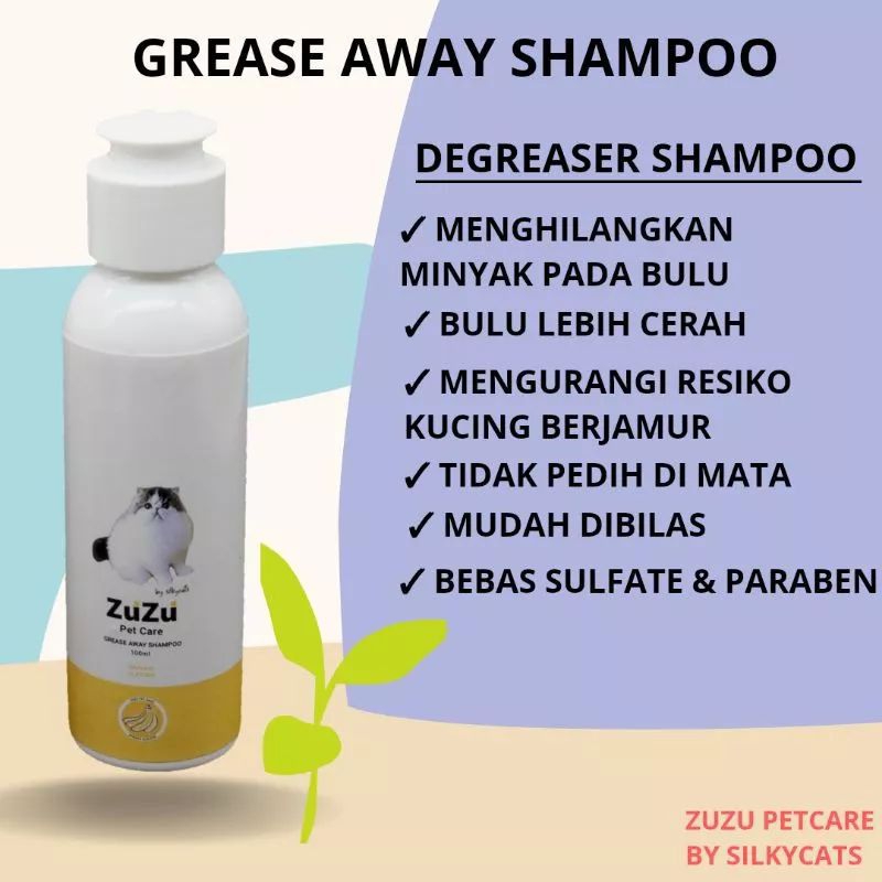 Jual Shampoo degreaser penghilang minyak pada kucing, ZUZU GREASE AWAY ...