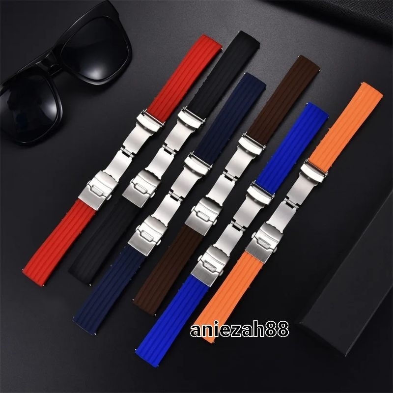 Jual Strap Tali Jam Tangan Karet Rubber Silicone Clasp Folding | Shopee ...