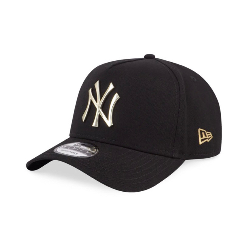 Jual topi newera metal logo gold aframe mlb badge newyork yankees black | Shopee Indonesia