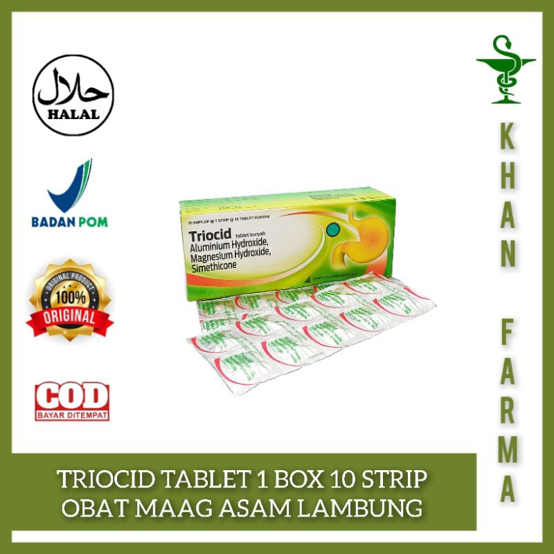 Jual TRIOCID TABLET KUNYAH 1 BOX ISI 10 STRIP OBAT MAAG ASAM LAMBUNG ...