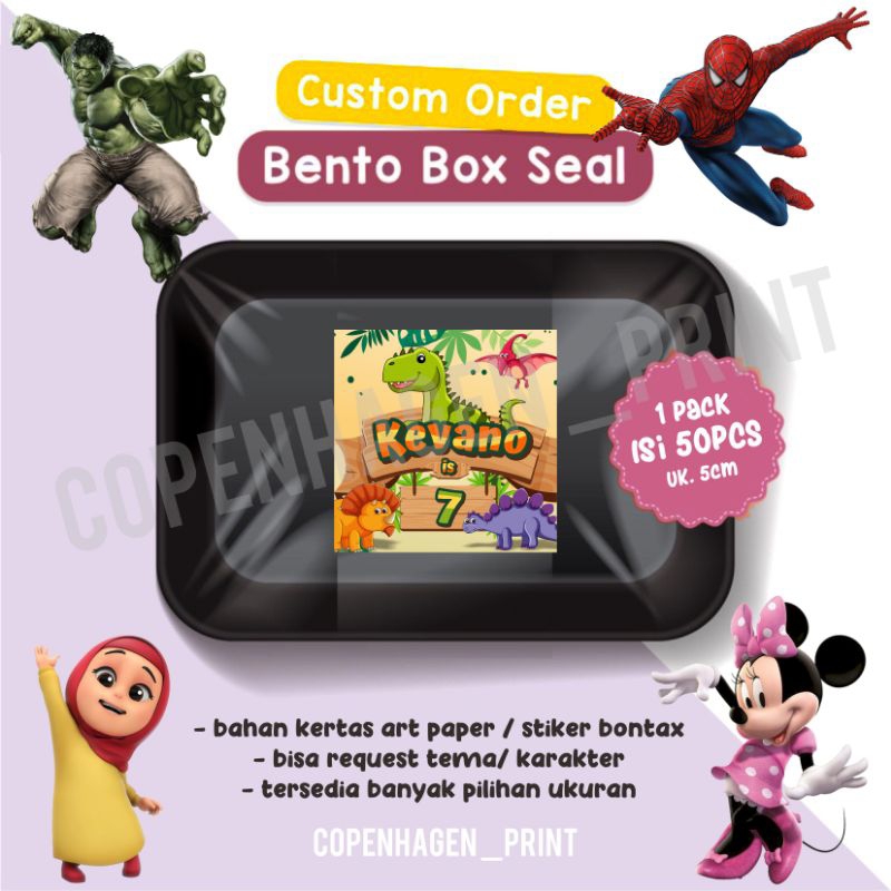 Jual Stiker Label Kotak / Persegi Bento Box Ulang Tahun Anak Custom ...