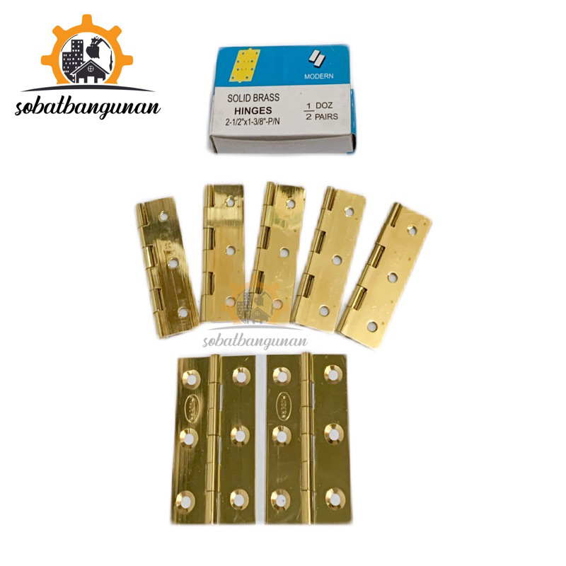 Jual Engsel Kuningan 2,5” inch 6cm HARGA 1 SET Tanpa sekrup / Engsel ...