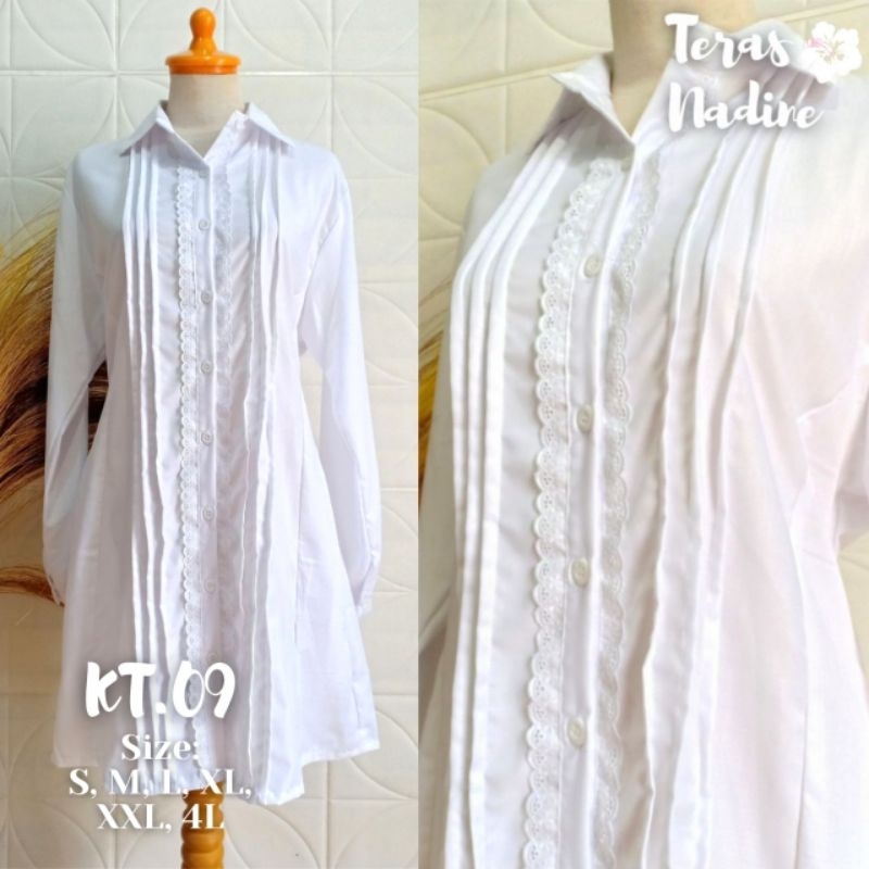 Jual Atasan Tunic Putih Katun Toyobo Bordir | Kemeja Putih Polos Katun ...