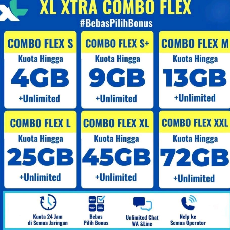 Jual DATA XL COMBO FLEX UNLIMITED | Shopee Indonesia