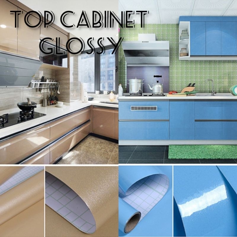 Jual FULL GLOSSY(COD)!! STICKER LEMARI AESTHETIC KULKAS, MEJA, KITCHEN ...