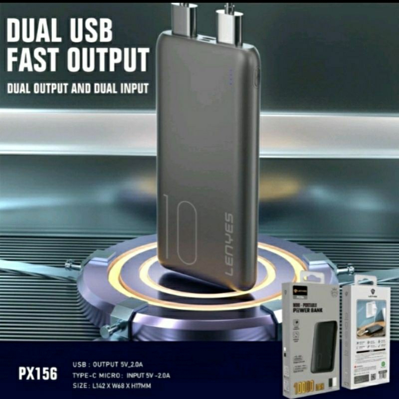 Jual LENYES PX-156 Powerbank 10000 mAh Portable Mini Slim Display Light Indicator Real Capacity ...