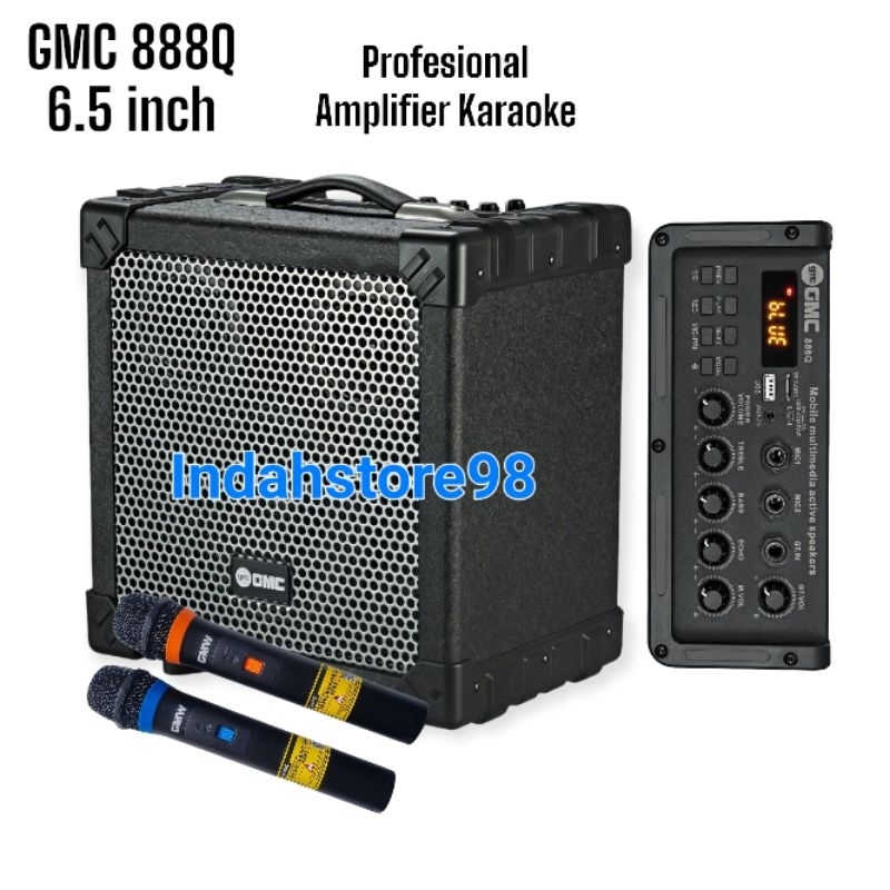 Jual Speaker Portable GMC 888Q Bluetooth Karaoke free 2 Mic Wireless ...