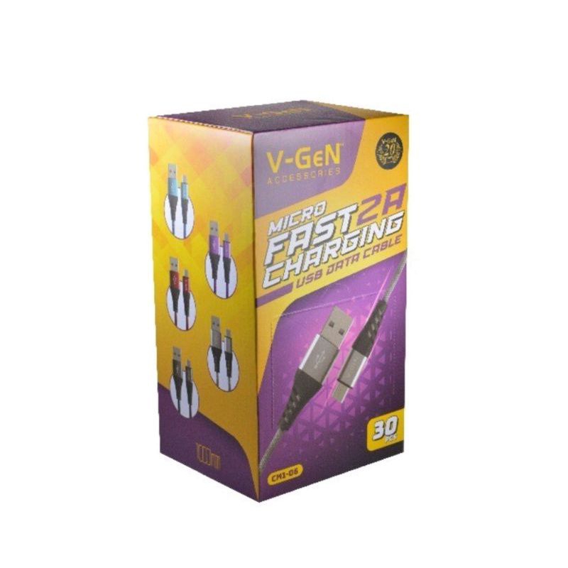 Jual kabel Data Fast Charging MicroUSB V-GeN CM1-06 2A 1 BOX isi 30pcs ...
