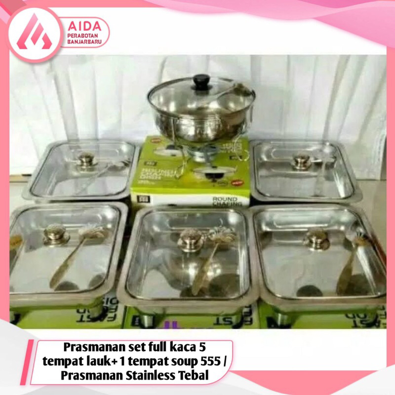 Jual PROMO prasmanan set full kaca 5 tempat lauk+ 1 tempat soup 555 ...