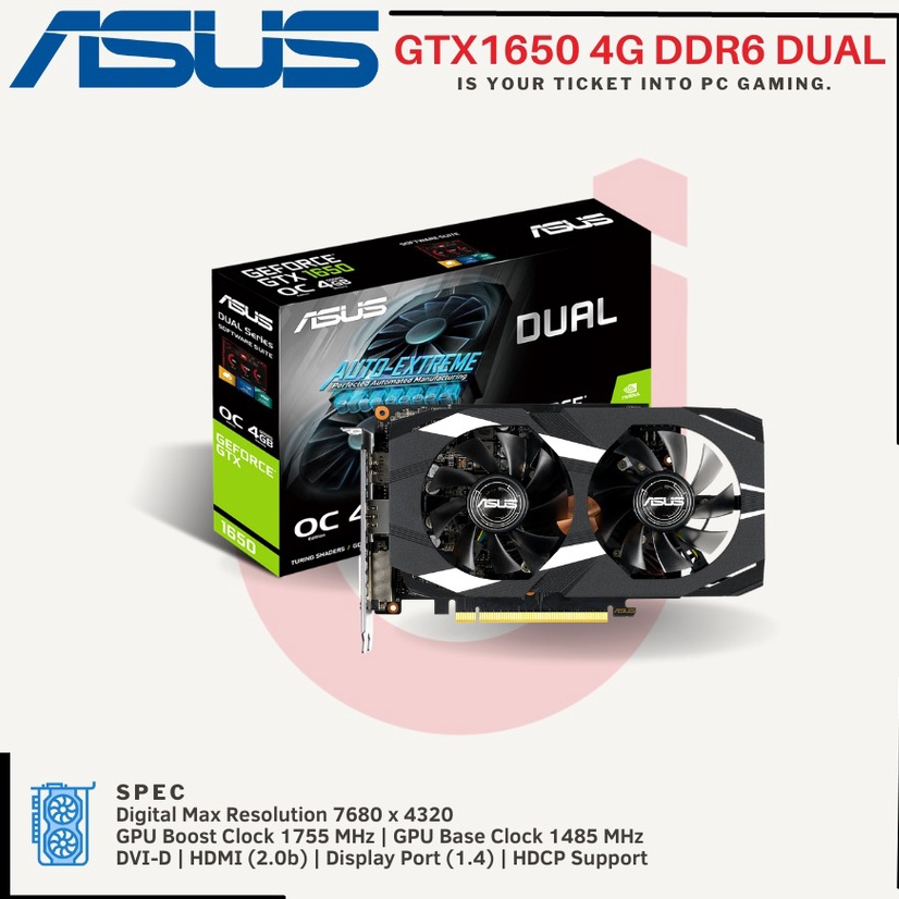 Jual Vga ASUS Dual Geforce GTX 1650 OC 4GB DDR6 card | Shopee Indonesia