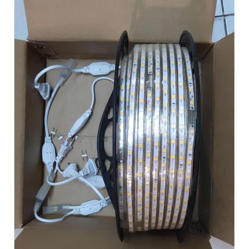 Jual LAMPU LED SELANG STRIP 5050 220V WARM WHITE DAN WHITE | Shopee ...