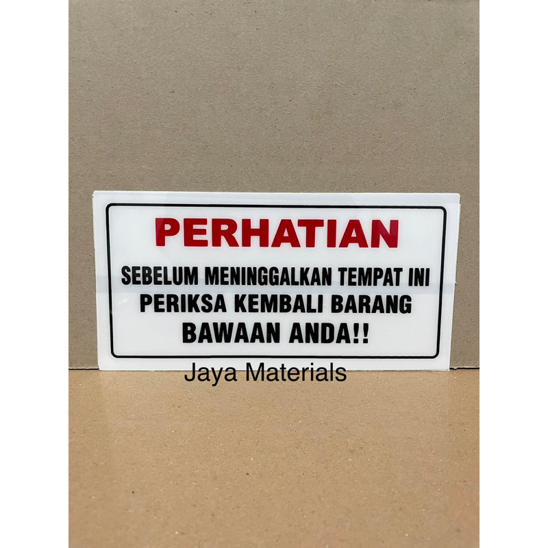 Jual Tempelan dinding/sticker sign board perhatian sebelum meninggalkan ...