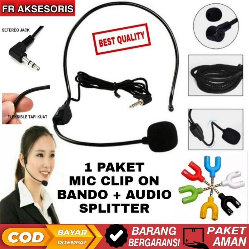 Jual MIC CLIP ON BANDO MICROPHONE JACK 3.5MM PAKET MIC CLIP ON DAN ...