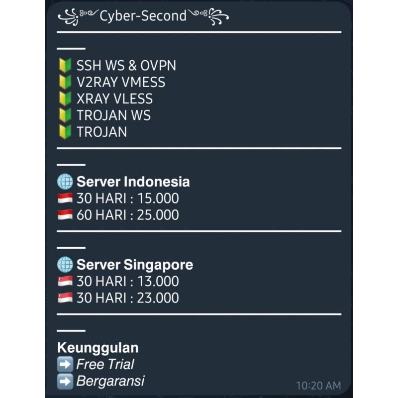 Jual Trojan, Vmess, V2Ray, Vless, SSH, L2TP, ShadowSocks, Open VPN, Openwrt (Free Trial ...