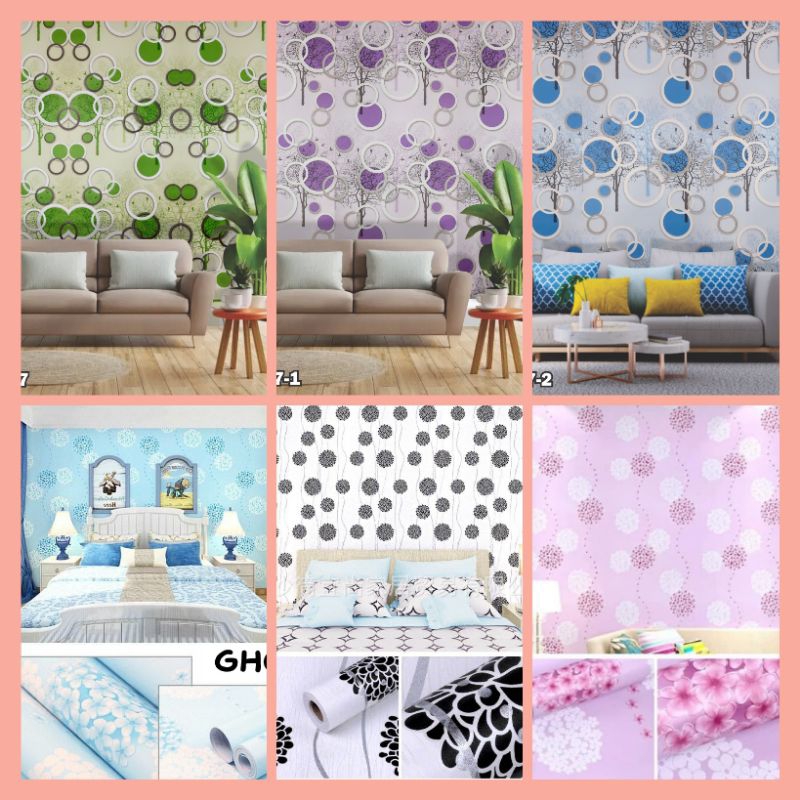 Jual Wallpaper stiker dinding 45cmx10m motif polkadot dandelion bulat ...