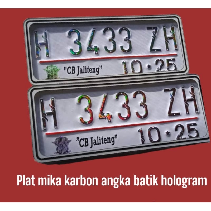 Jual PLAT NOMOR MOTOR MIKA AKRILIK KARBON PUTIH ANGKA BATIK HOLOGRAM ...