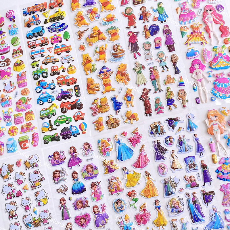 Jual delunashop/ukuran 9X28CM stiker anak 3D timbul karakter sticker ...