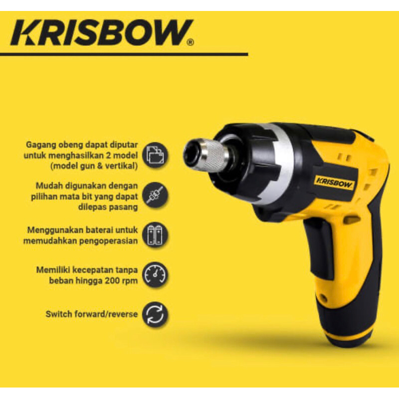 Jual Krisbow Cordless Screwdriver 3 6v Ace Obeng Nirkabel Dengan Lampu