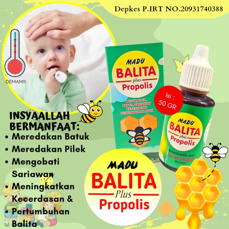 Jual MADU BALITA Plus Propolis/Madu batuk pilek sariawan untuk Balita ...