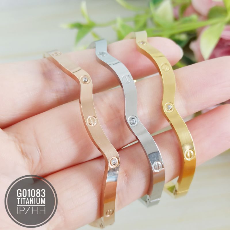 Jual Gelang Titanium Zigzag 3 warna (emboss) G01083 | Shopee Indonesia