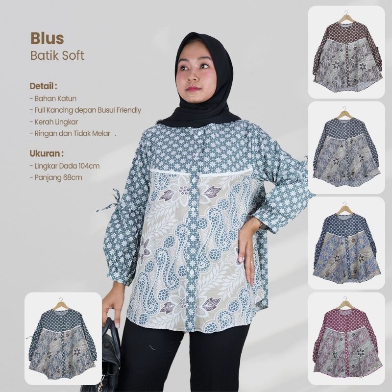 Jual Blus Batik Soft Lengan Balon - Naira Batik | Shopee Indonesia