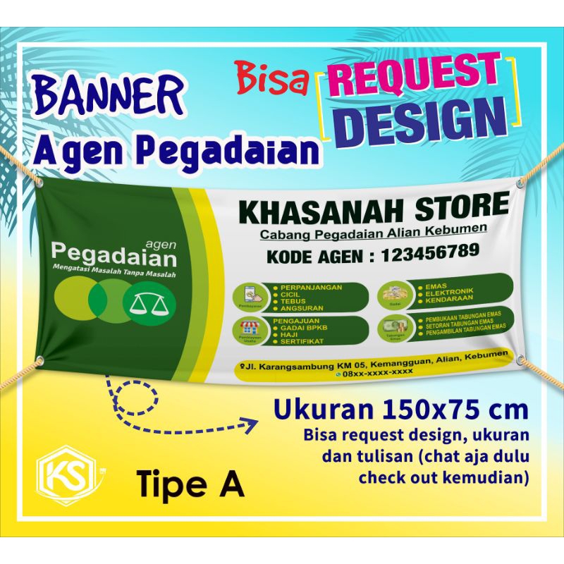Jual Spanduk/Banner Agen Pegadaian 150x75cm | Shopee Indonesia