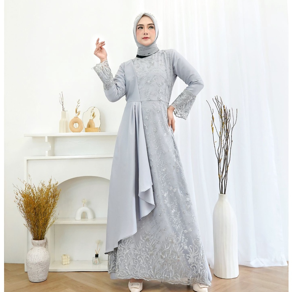 Jual (Dijamin RealPict) Gamis Mafaza Brokat TilLe Bordir Maxi Dress ...