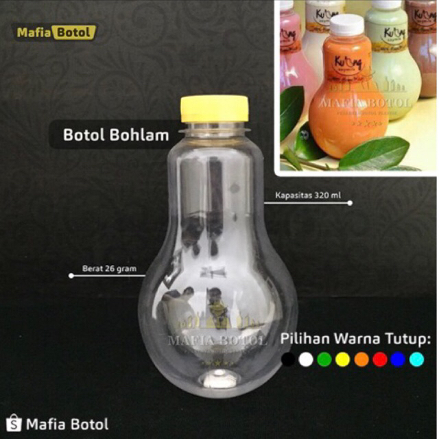 Jual Botol Plastik bohlam lampu isi 40 pcs minuman unik / Susu Kopi Jus ...