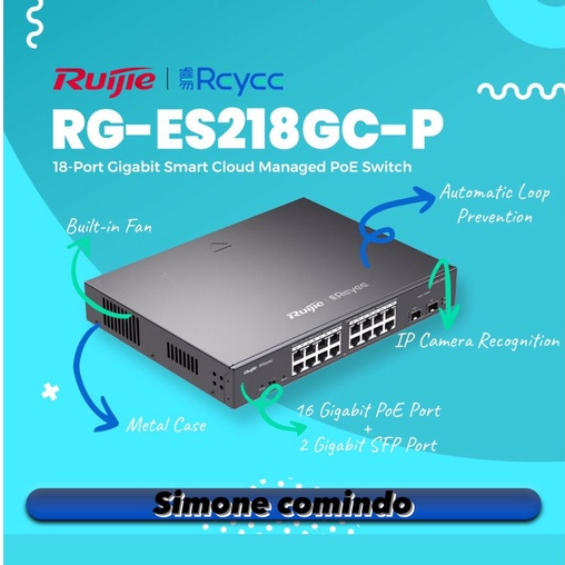 Jual RG-ES218GC-P RUIJIE REYEE 18 PORT GIGABIT CLOUD MANAGED POE SWITCH | Shopee Indonesia