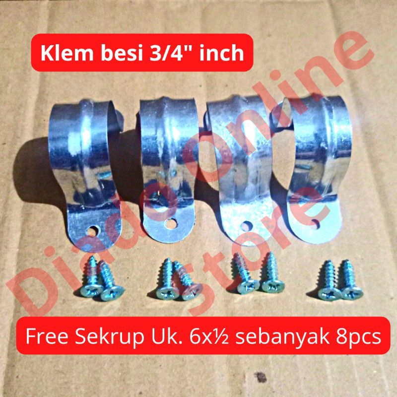 Jual Omega - Klem Clamp Besi Pipa 3/4" Inch + Sekrup | Shopee Indonesia