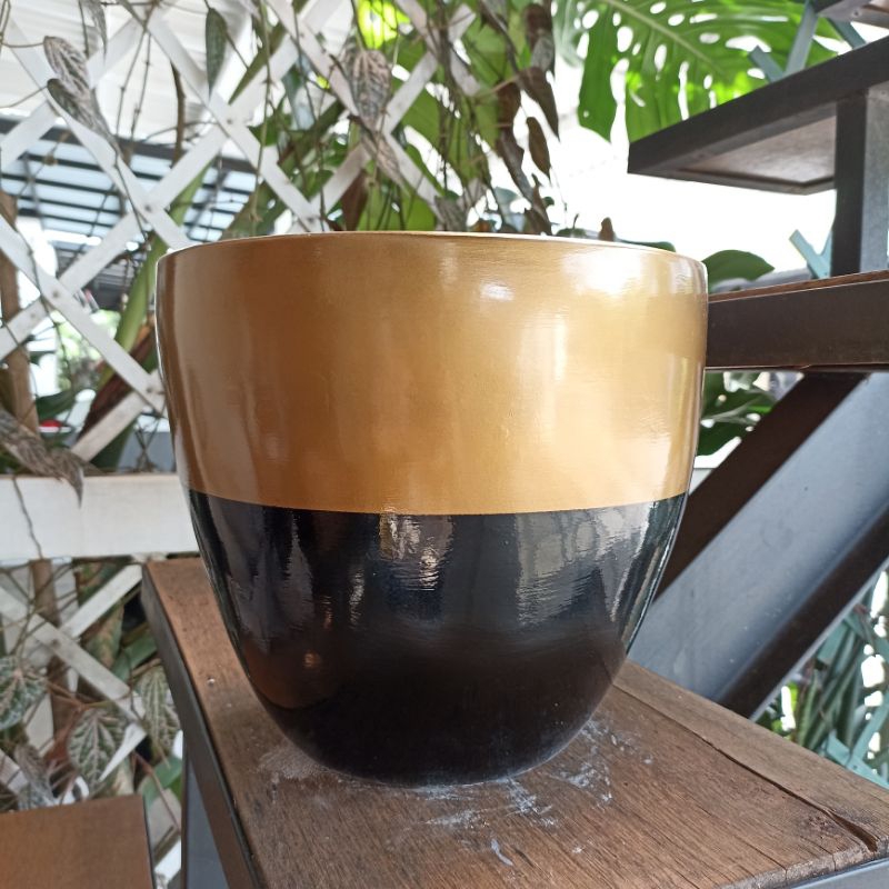 Jual Pot Two Tone Gold & Black Diameter 26cm tinggi 24cm | Shopee Indonesia