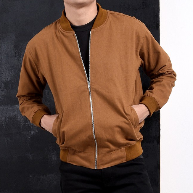 Jual Jaket Bomber Pria Canvas Polos Casual Premium Jacket Trucker Semi ...