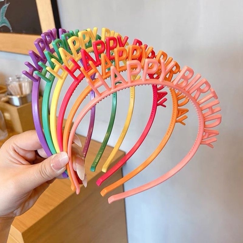 Jual bando ultah ulang tahun candy warna warni headband birthday ...
