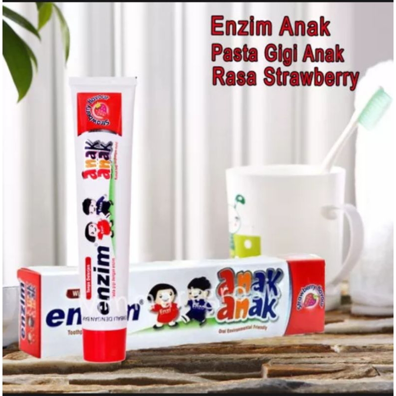 Jual pasta Gigi Enzim Anak strawbery 63 g | Shopee Indonesia
